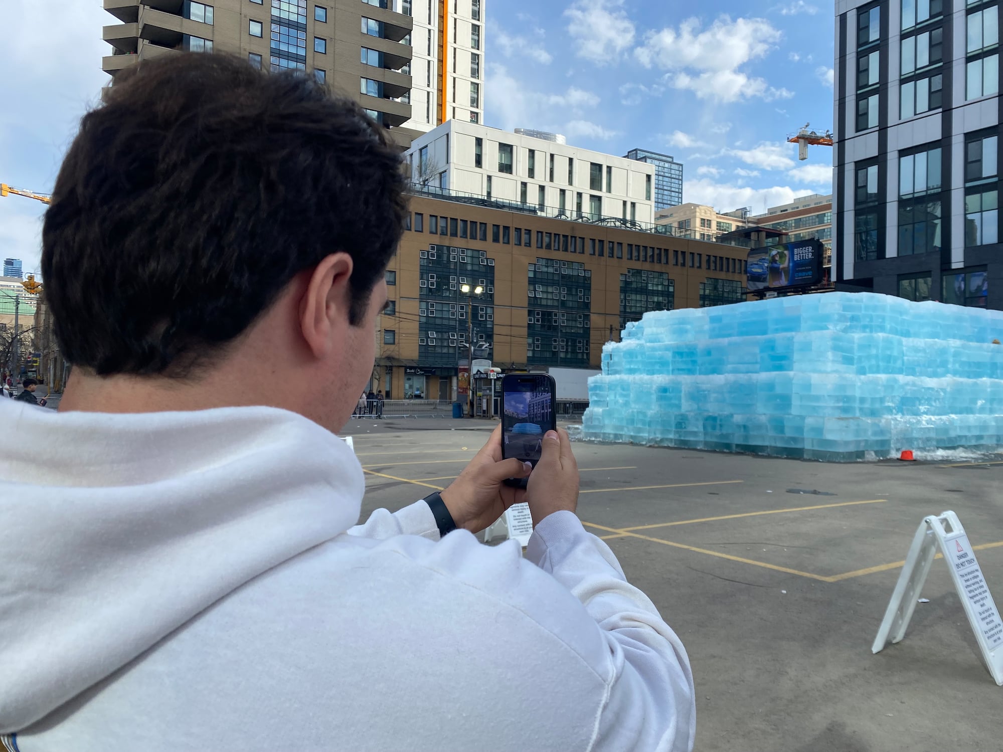 Take a closer look at Drake's giant ice sculpture in downtown Toronto ...