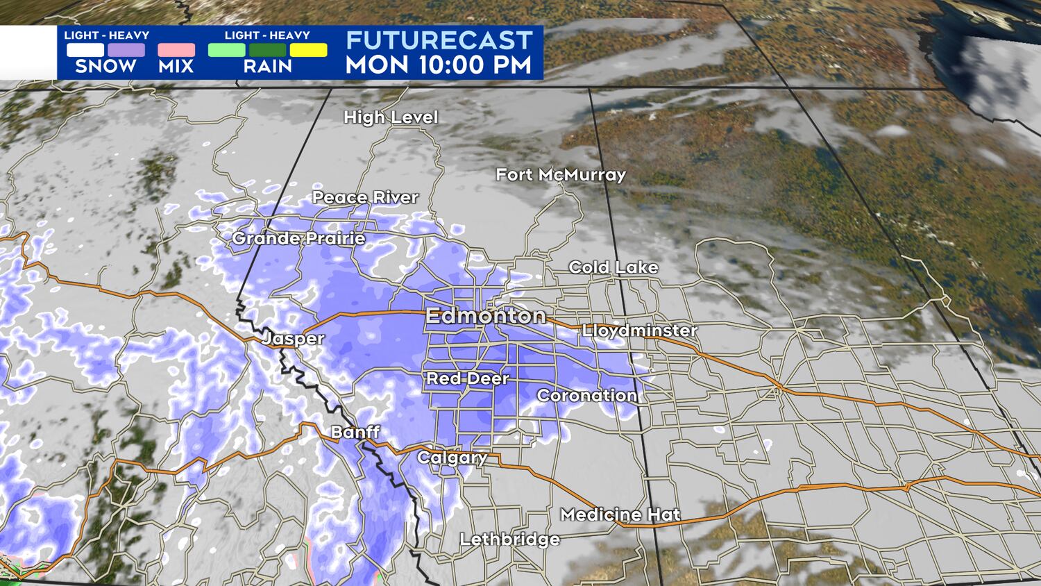 Forecasted winter storm progression northern Alberta on Feb. 16-18 ...