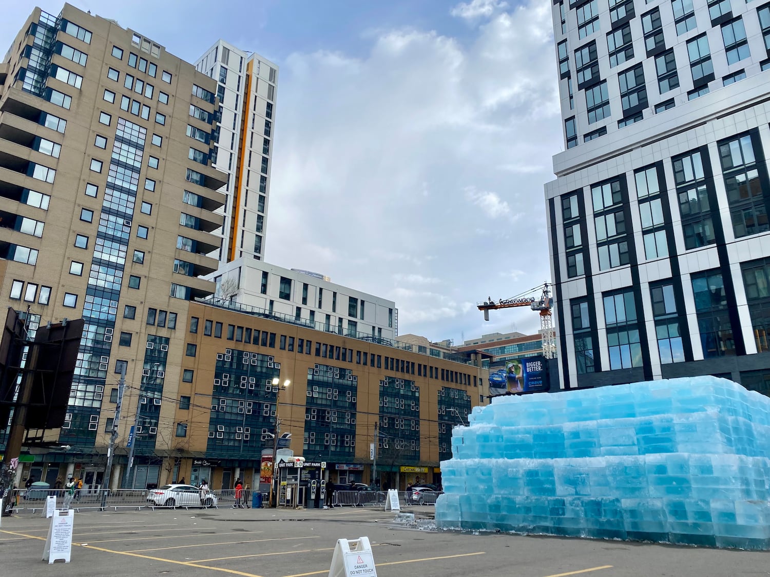 Take a closer look at Drake's giant ice sculpture in downtown Toronto ...