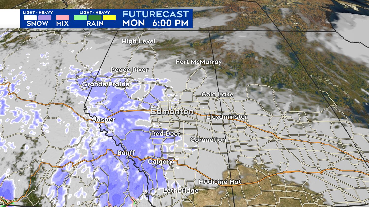 Forecasted winter storm progression northern Alberta on Feb. 16-18 ...